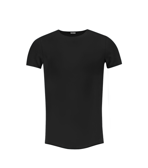Men's Plain Black Round Neck T-shirt - Longline Tee – RB Design Store