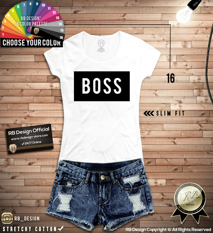 Boss Womens T-shirt Trendy Wording Ladies Tank Top WD026 – RB Design Store
