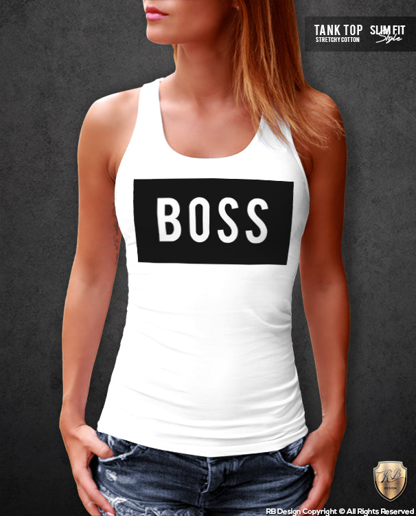 Boss Womens T-shirt Trendy Wording Ladies Tank Top WD026 – RB Design Store