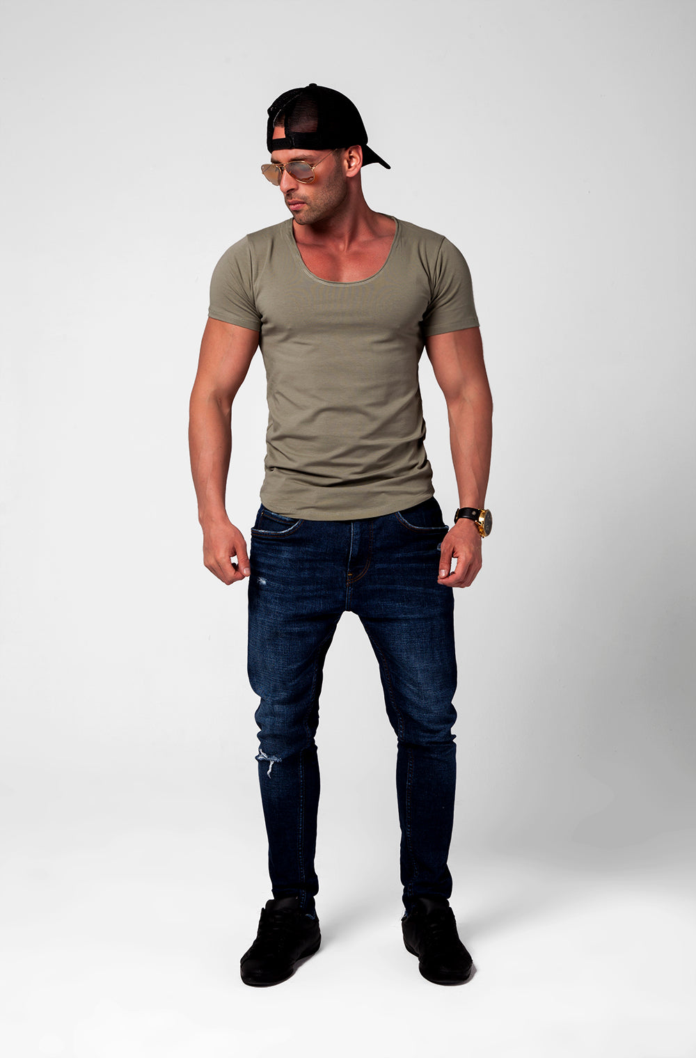 Men's Plain White Scoop Neck T-shirt HIGH QUALITY slim fit tees online ...
