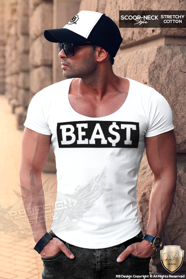 Men's BEAST Slogan T-shirt Black Print RB Design Tank Top MD126 – RB ...
