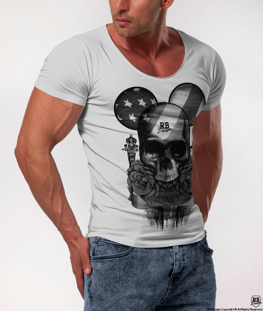 Men's T-shirt Designer Flowers Skull Tee "Mickey" RB Design Edition / – RB Design Store