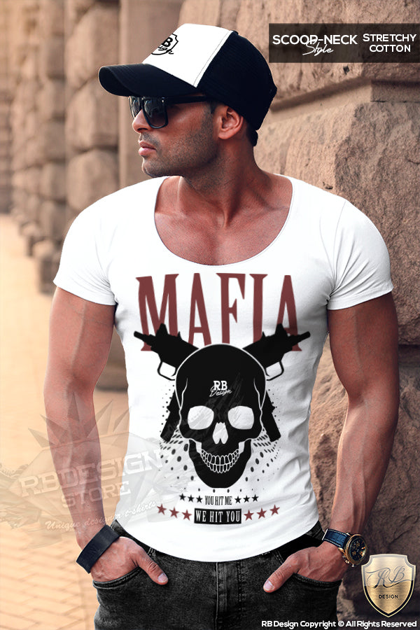 Men's Mafia T-shirt Gangster Skull Uzi Machine Gun MD627 – RB Design Store