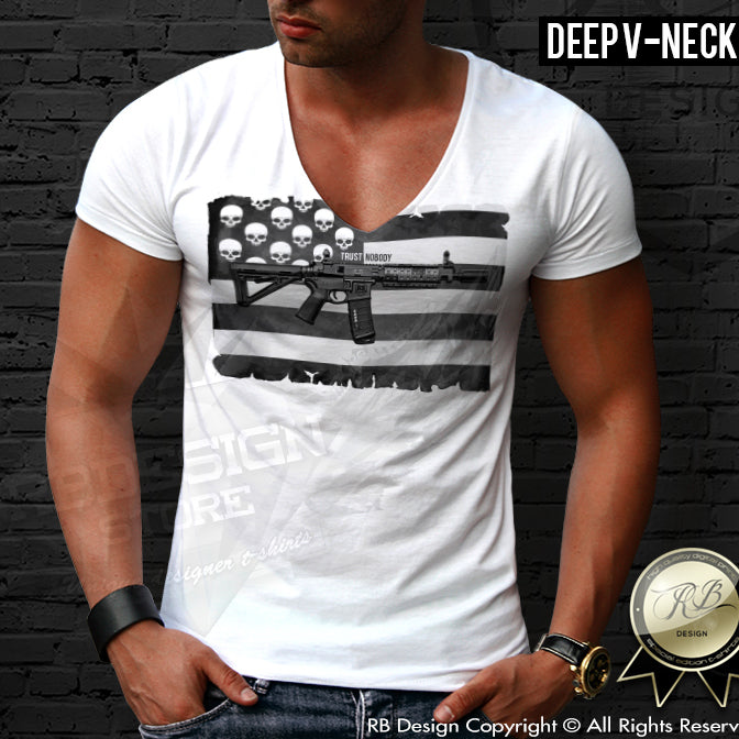 Men's Machine Gun T-shirt Trust Nobody Skull Flag Tank Top MD708 Black ...