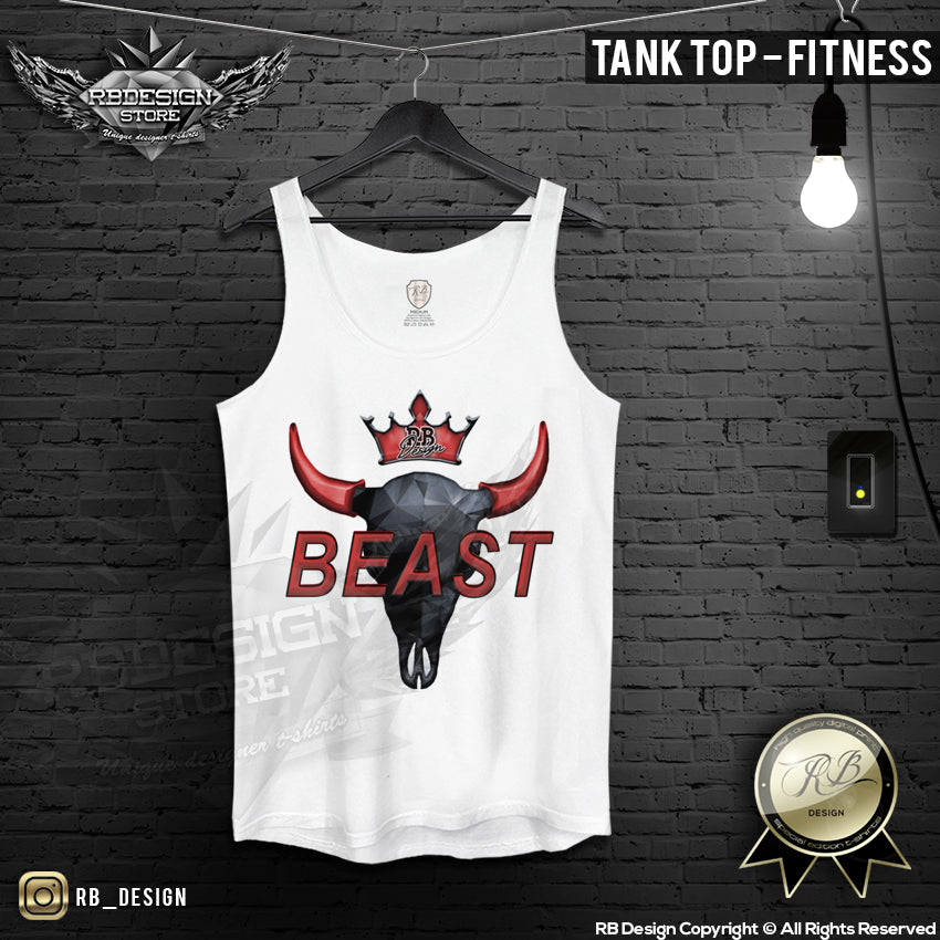 Beast Men's T-shirt Buffalo Bison Skull Scoop Neck Training Gym Muscle ...