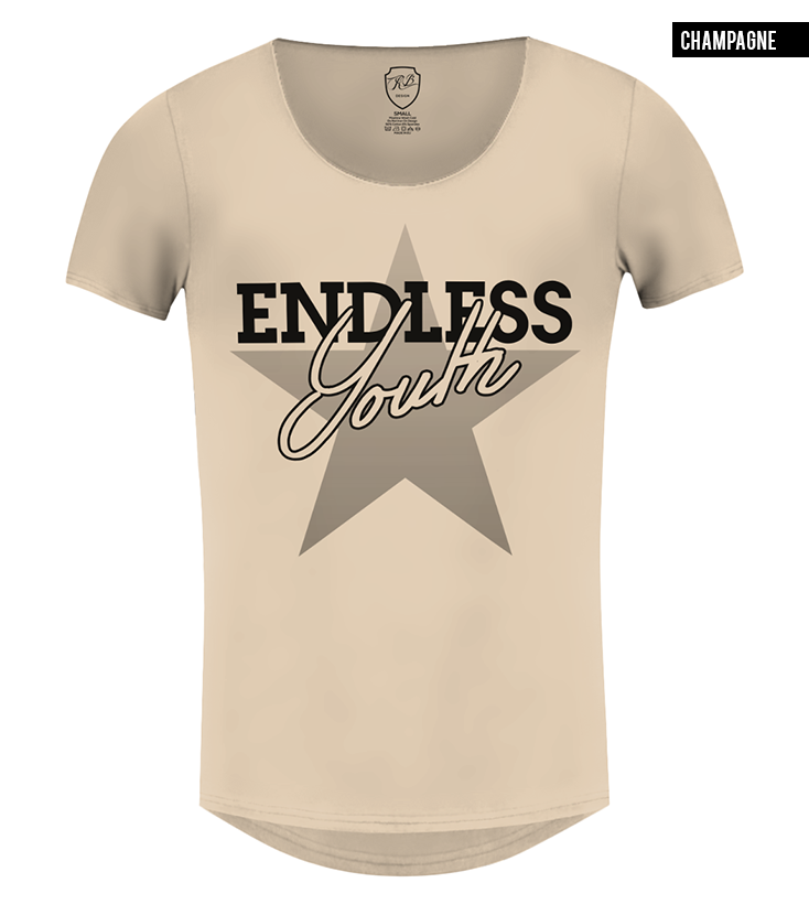 Men's Stylish Casual T-shirt "Endless Youth" Scoop Crew Neck / Color O ...