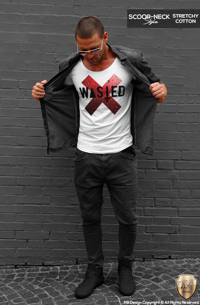 Mens Cross T-shirt Wasted Youth RB Design Inverted Cross Tee Shirts MD ...