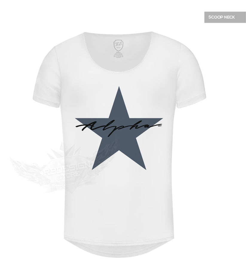 Men's Casual Fashion T-shirt Alpha Male Slim Fit Tee Blue Star MD885S ...