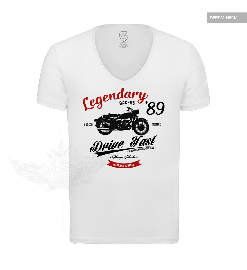 Retro Motorcycle Men's T-shirt Vintage Style Graphic Tee "Legendary Ri ...